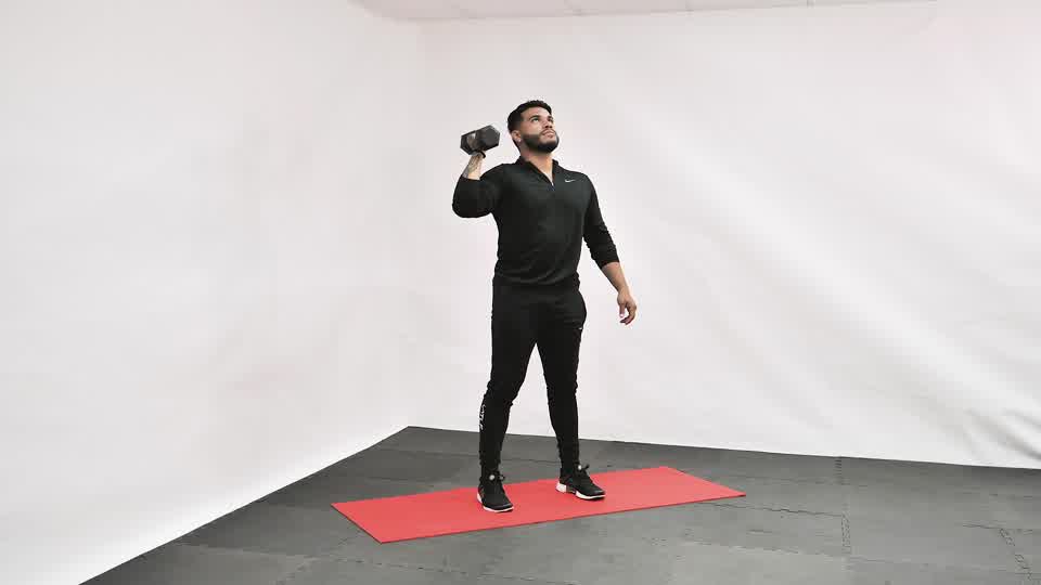 Standing Palm In One Arm Dumbbell Press
